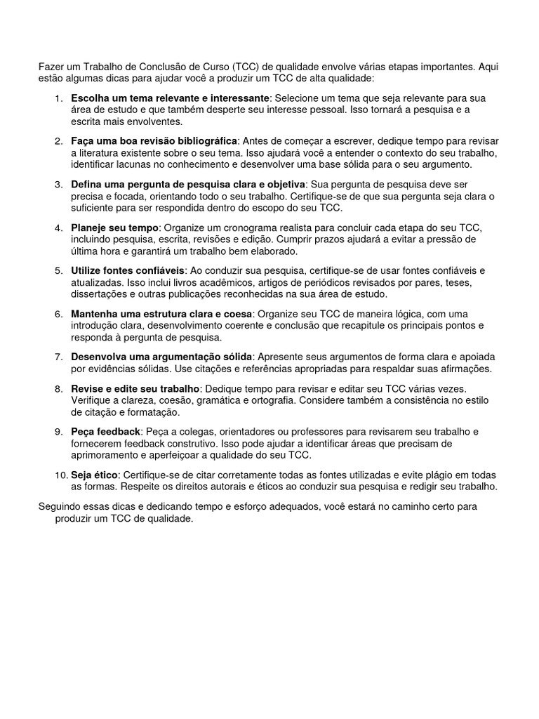 Como Fazer Um Bom Tcc Pdf Lógica Citação