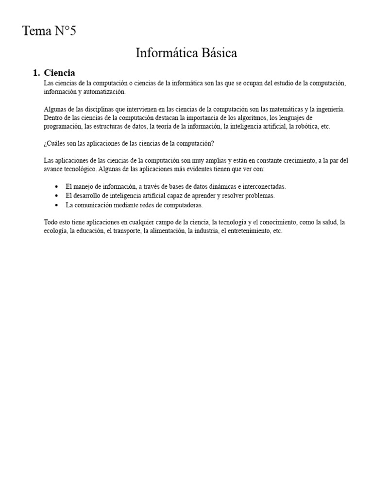 Introducción a la Informática Básica | PDF | Ciencias de la Computación ...