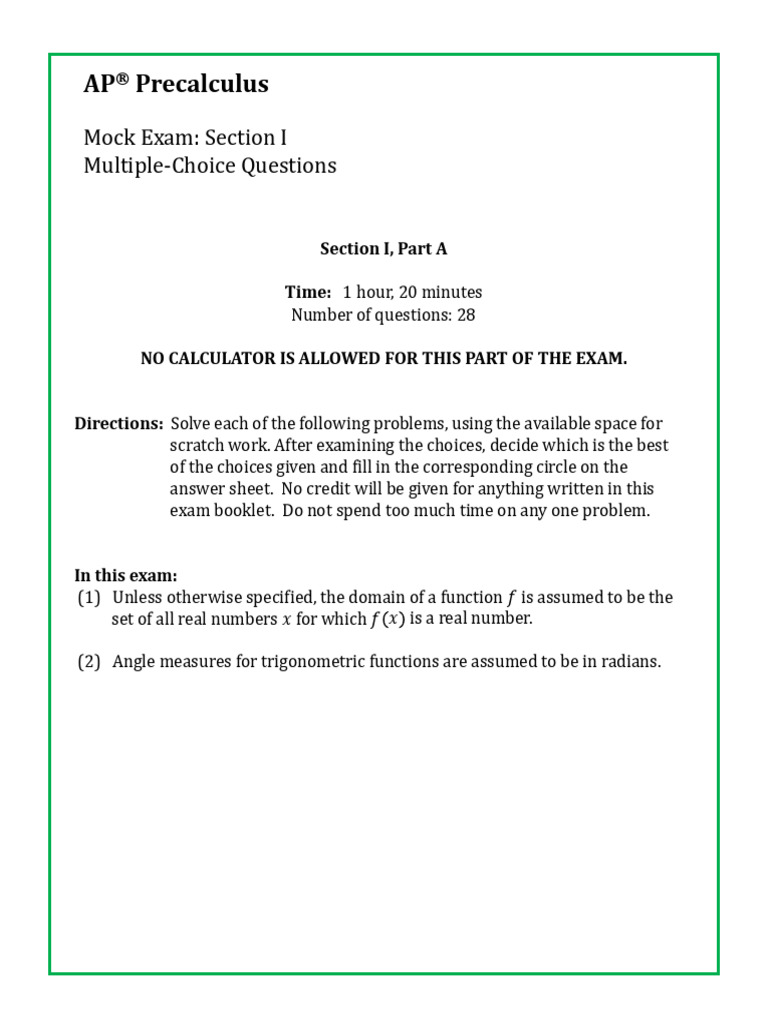 APPC Mock Exam Student | PDF | Function (Mathematics) | Mathematical ...