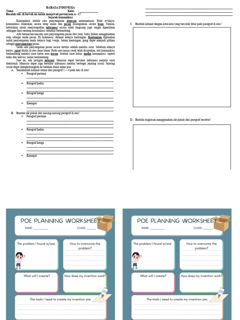 BINDO Worksheet RINGKASAN POE | PDF