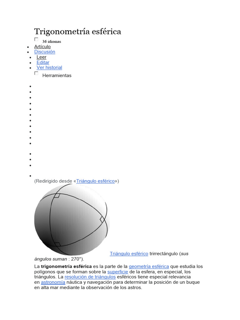 Trigonometría Esférica | Descargar gratis PDF | Esfera | Geometría