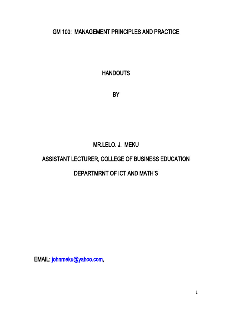 GM 100 Cbe Part One | PDF | Profession | Employment