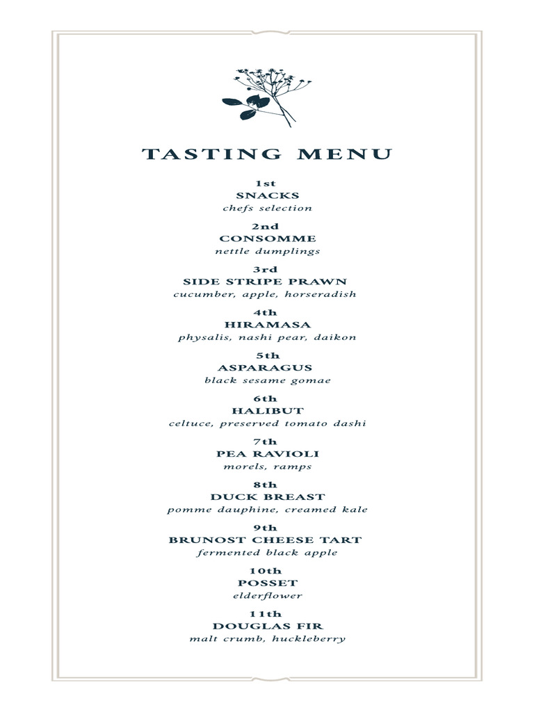 Tasting Menusample | PDF