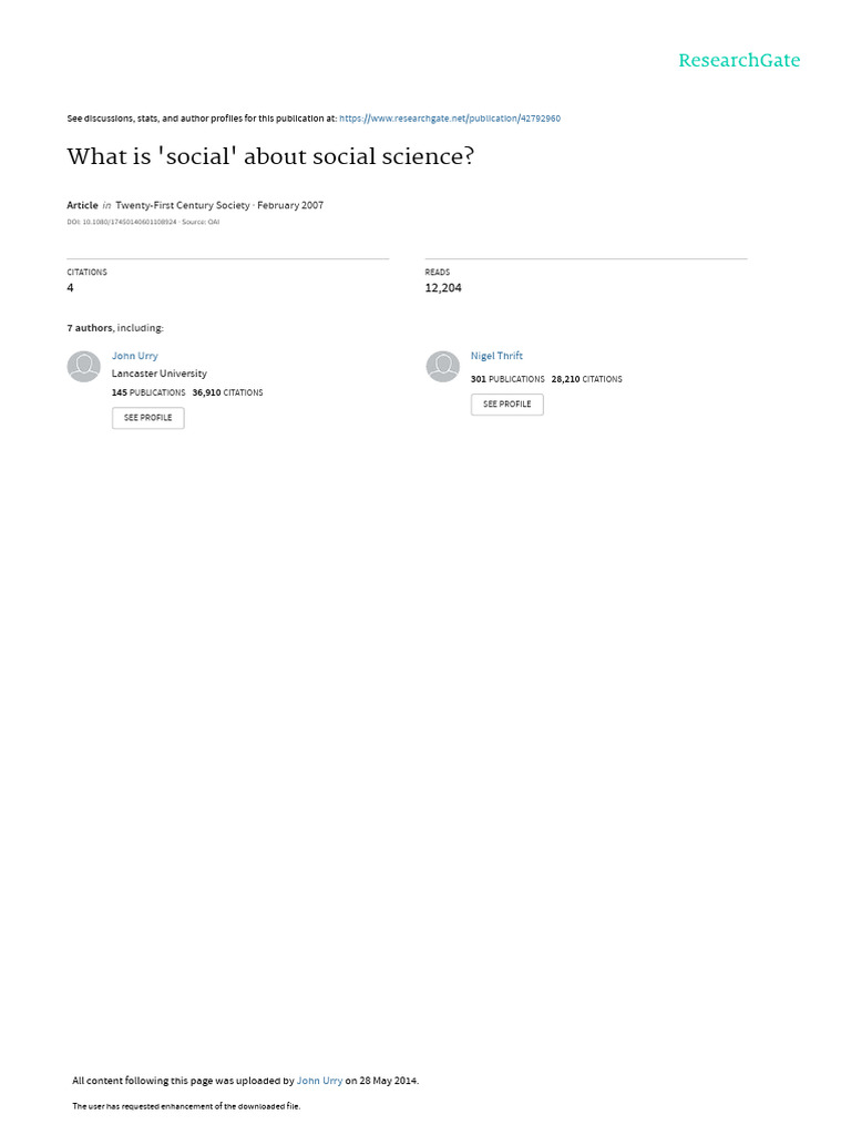 Urry 20 Et 20 Al | PDF | Rationality | Economics
