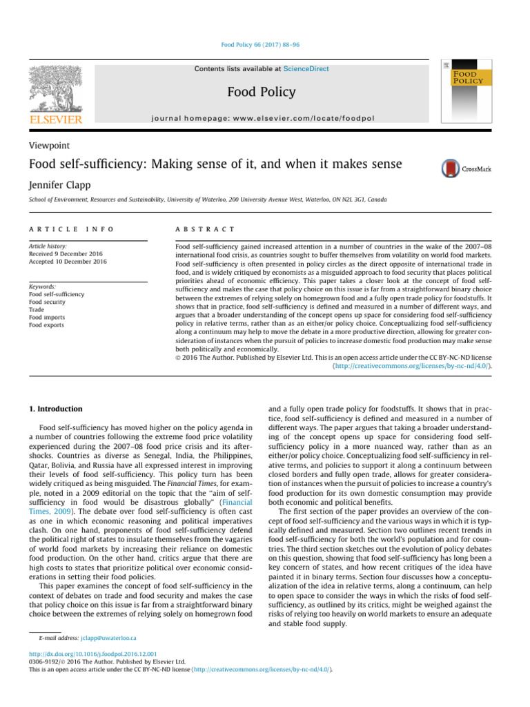 Understanding Food Self-Sufficiency | PDF | Food Security | Foods