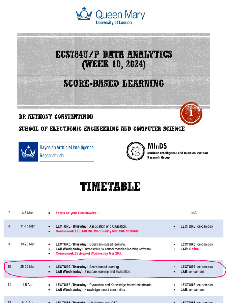 Week 10 v1.62 - Score-Based Learning | PDF | Bayesian Network | Probability Distribution