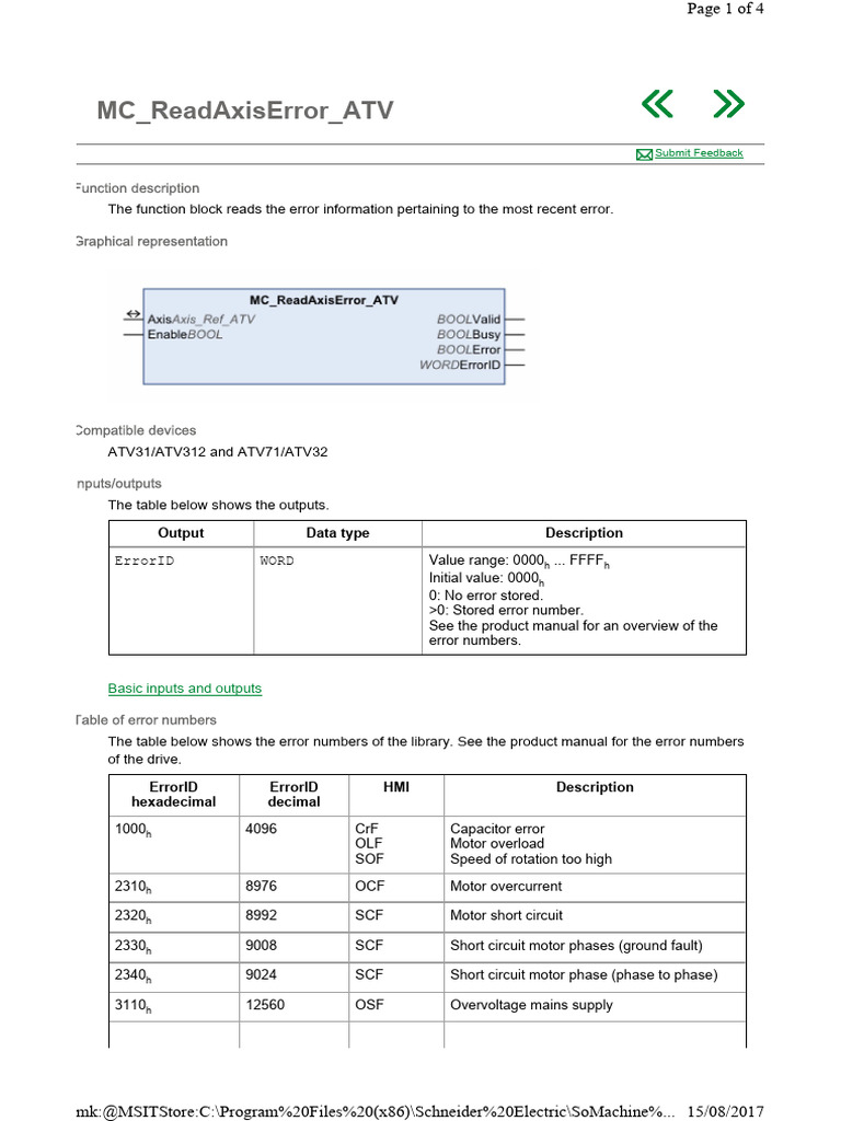 ATV Error Codes and Descriptions | PDF | Parameter (Computer Programming) | Computer Engineering