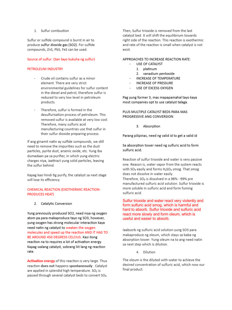 Sulfuric Acid Production Process Pdf Sulfuric Acid Sulfur