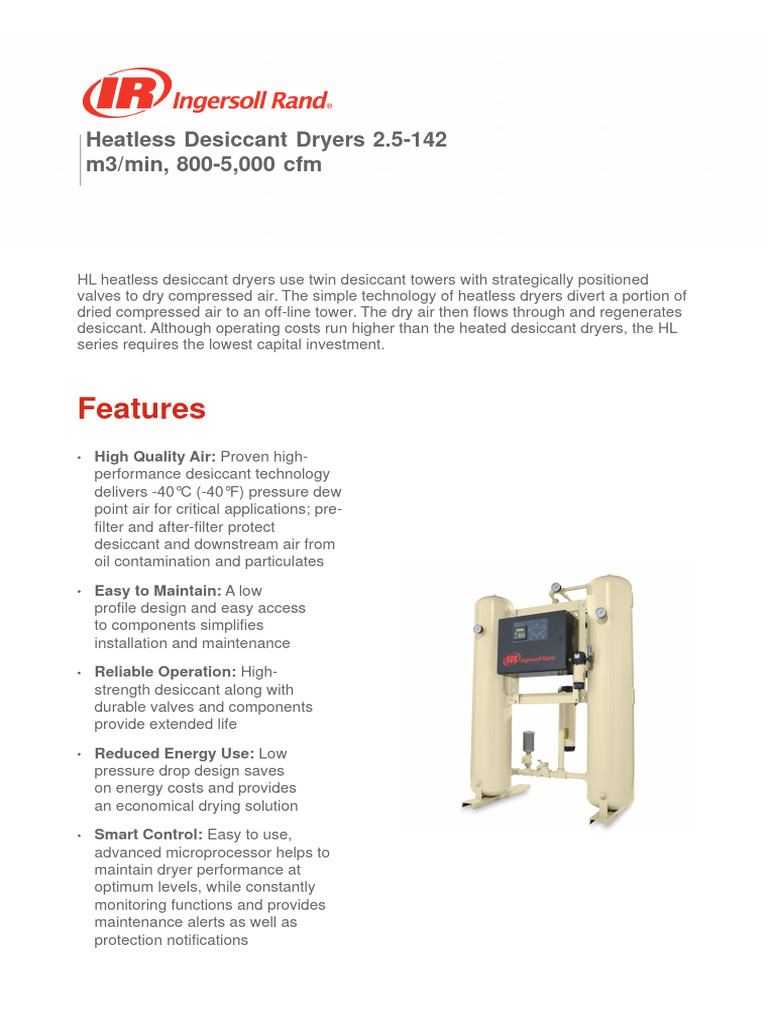 Heatless Desiccant Dryers 2.5 142 m3 Min, 800 5,000 CFM en | PDF ...