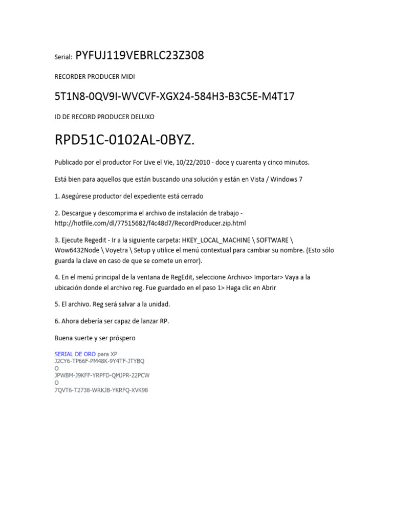 Serial Record Producer Midi Pdf