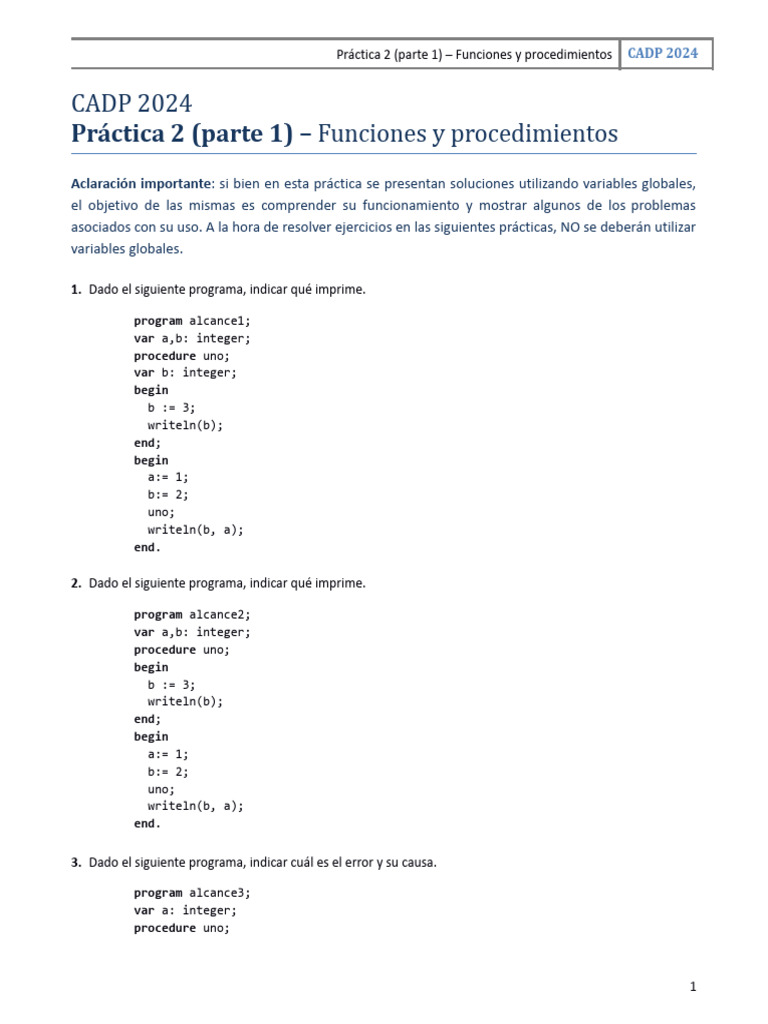 Práctica de Variables y Funciones | PDF | Informática | Programación de computadoras