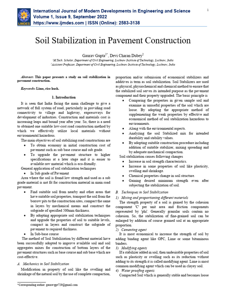 (2022) Soil Stabilization in Pavement Construction | PDF | Lime (Material) | Soil