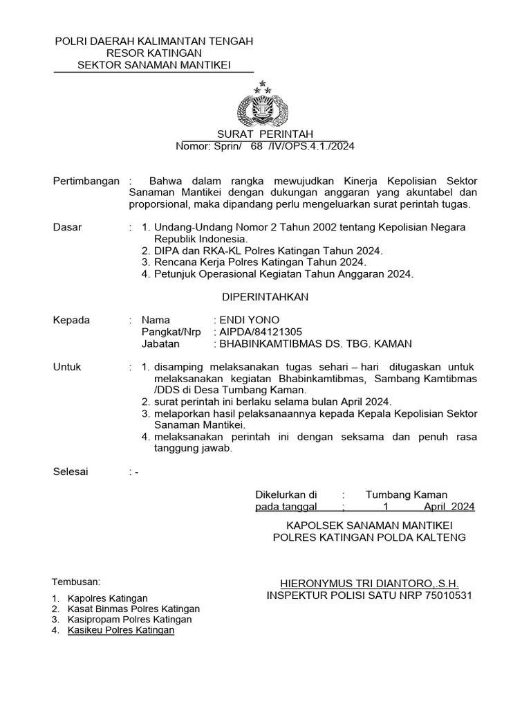 Sprin Bhabinkamtibmas | PDF