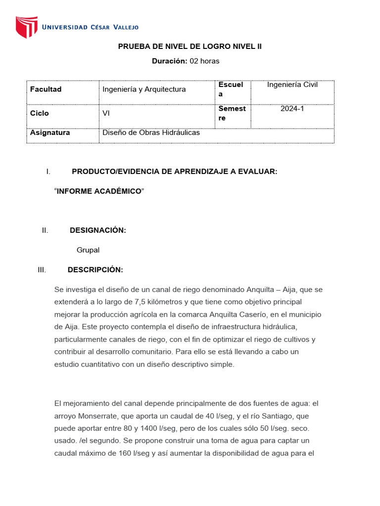 Ath - Prueba de Nivel de Logro Nivel 2 | PDF | Canal | Agricultura