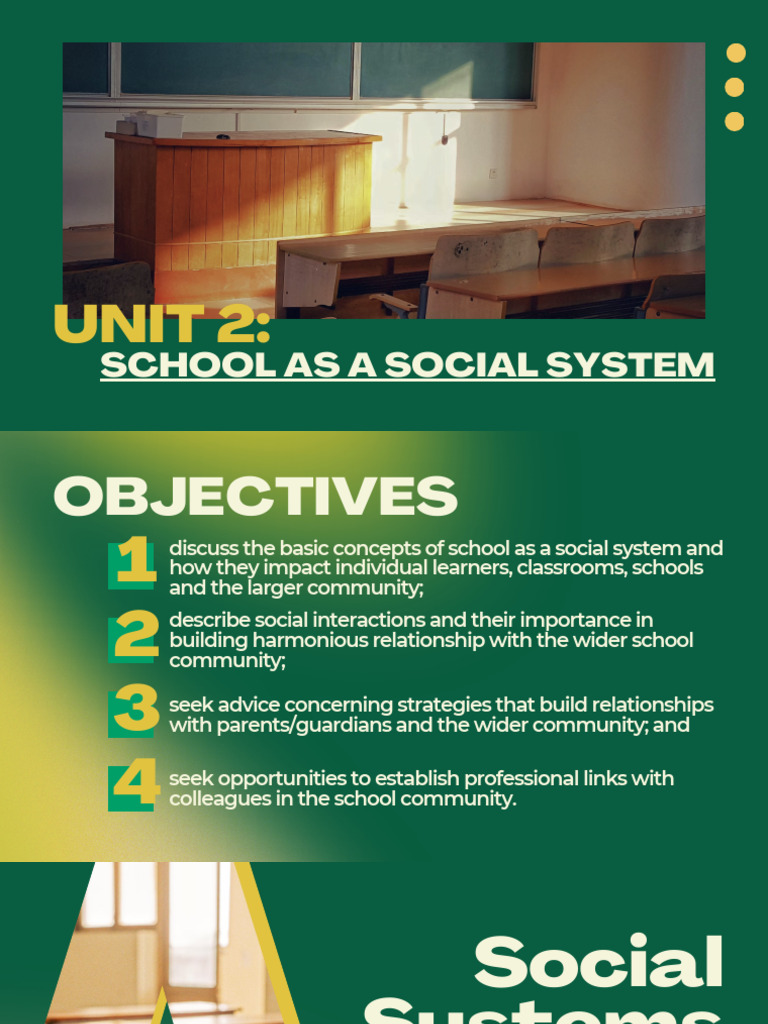 School as a Social System Overview | PDF | System | Community