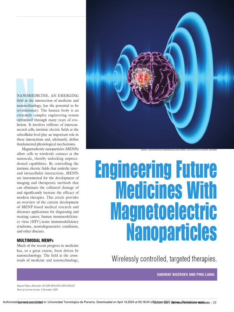 Engineering Future Medicines With Magnetoelectric Nanoparticles ...