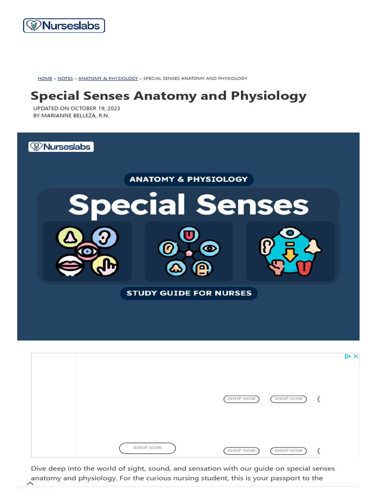Special Senses Guide for Nursing Students | PDF | Senses | Ear