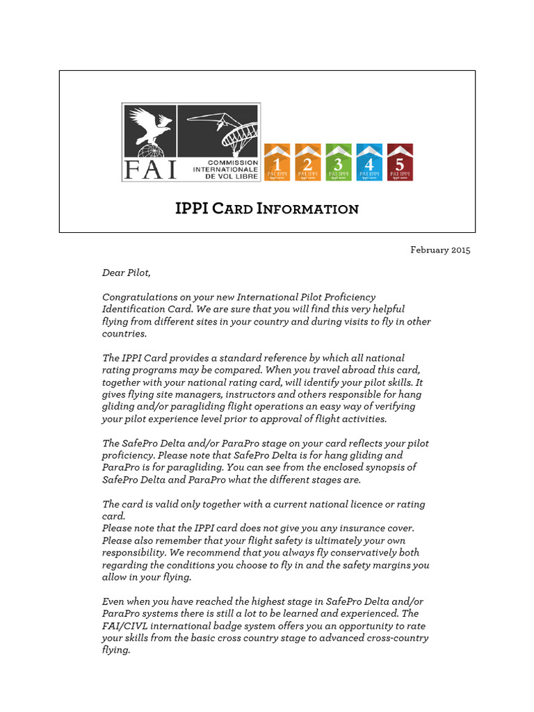 ippi_card_information_pack | PDF | Gliding | Wound