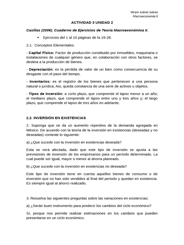 Actividad3 Unidad2 Ju Rez Hiram | PDF | Inversiones | Business