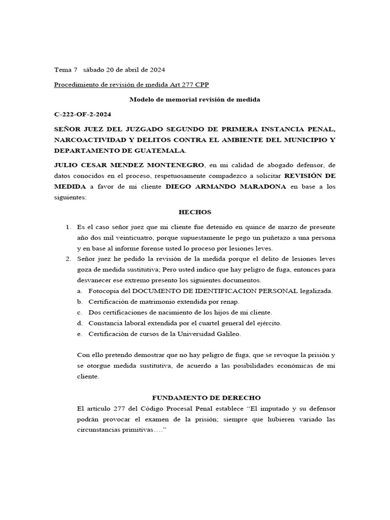 Modelo de Memorial Revision de Medida, Resolucion y Notificacion | PDF ...