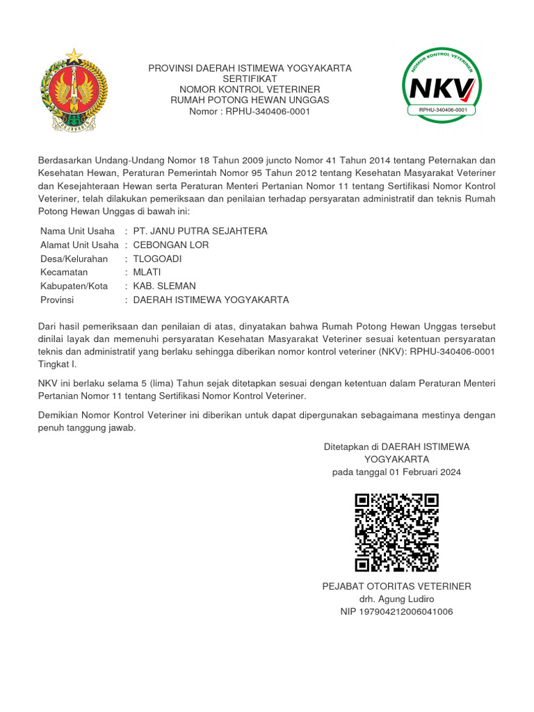 Janu Putra - Sertifikat NKV | PDF