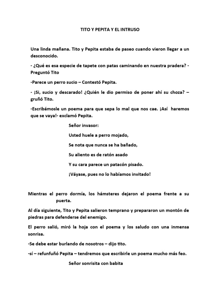 Tito y Pepita y El Intruso | PDF