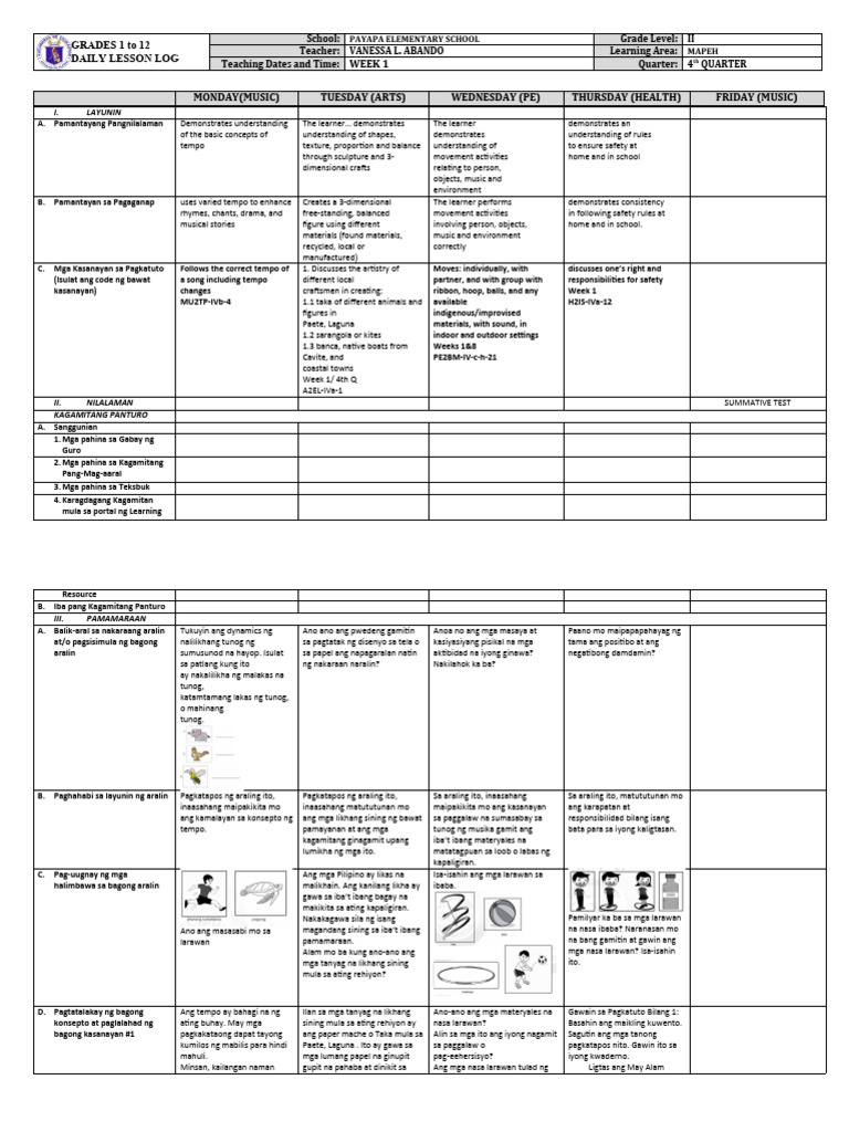 02mapeh-4TH Quarter Week 1 | PDF