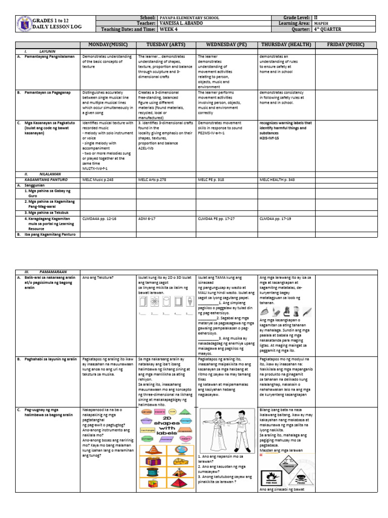 02mapeh-4TH Quarter Week 4 | PDF