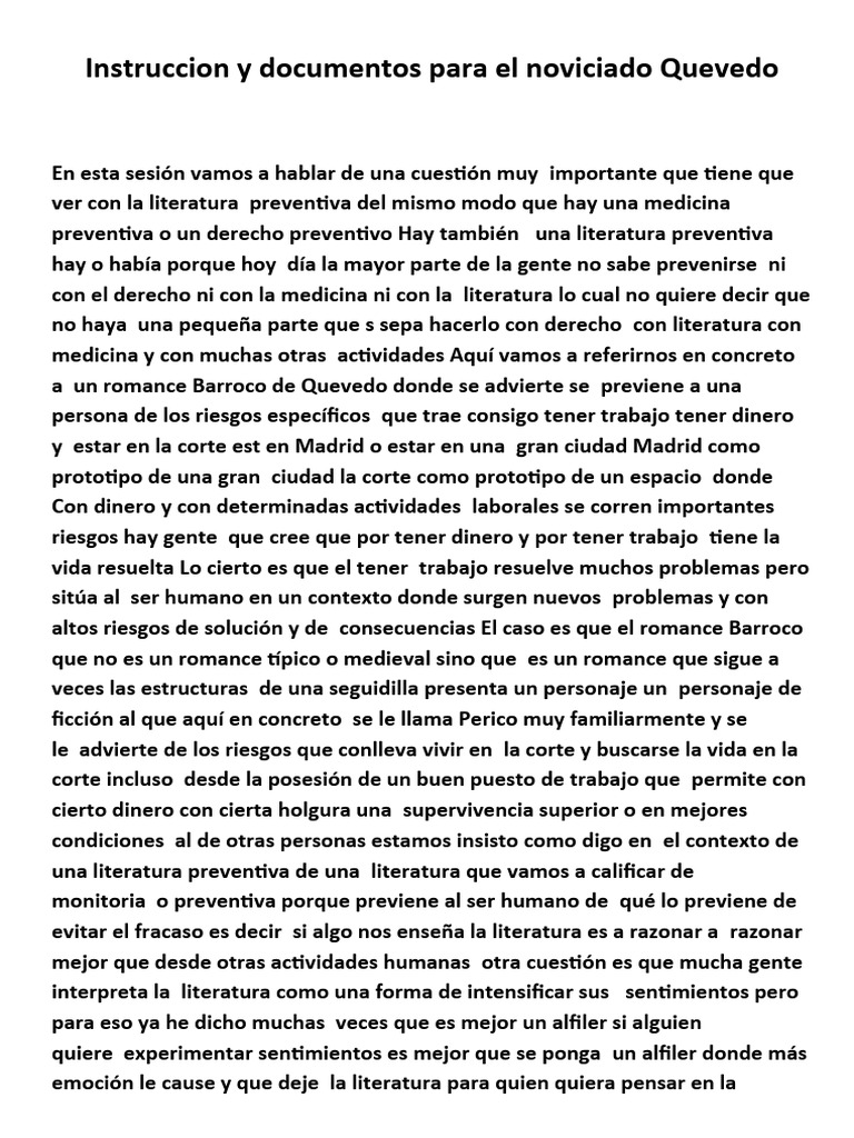 Instruccion y Documentos para El Noviciado Quevedo | PDF | Ensayos | Epístola