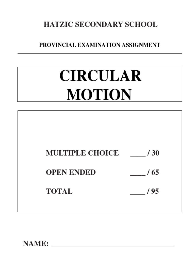 Circular Motion: Hatzic Secondary School | PDF | Force | Acceleration