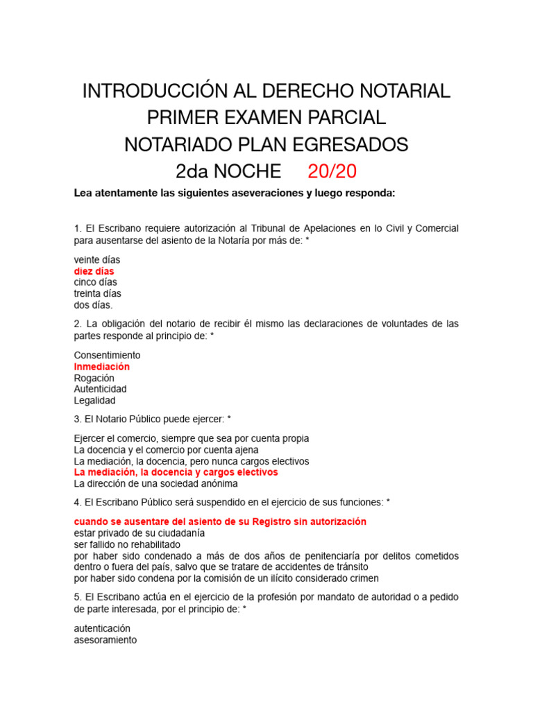Examen Derecho Notarial Egresados | PDF | Justicia | Crimen y violencia