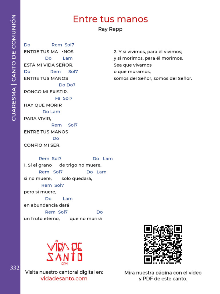 Entre Tus Manos Letra y Acordes | PDF