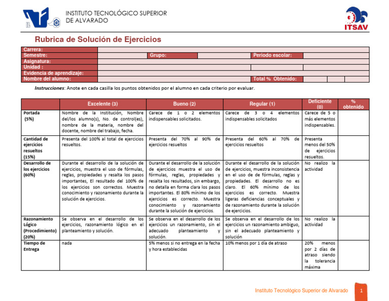 R-Brica Soluci-N de Ejercicios | PDF | Cognición | Aprendizaje