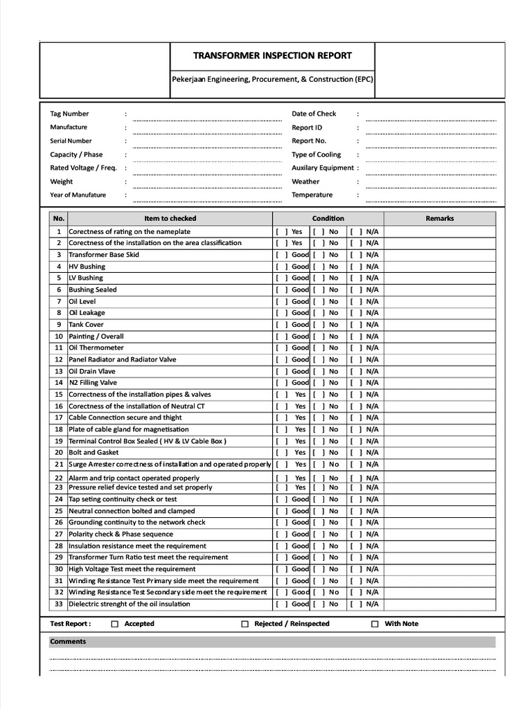 PDF Transformer Inspection Checklist Compress | PDF