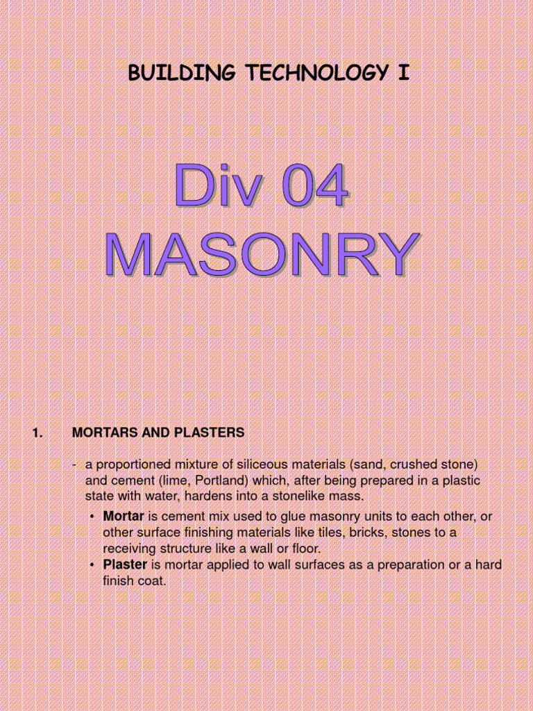 04 Masonry | PDF | Plaster | Masonry