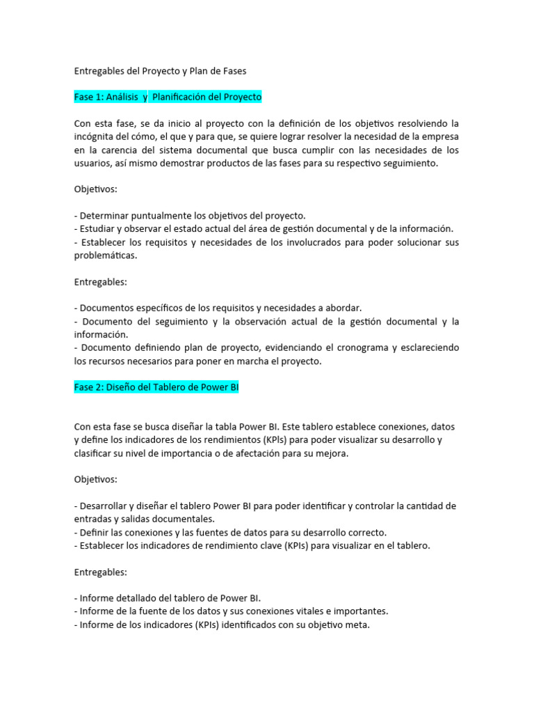 Entregables Del Proyecto y Plan de Fases | PDF | Gestión de registros ...