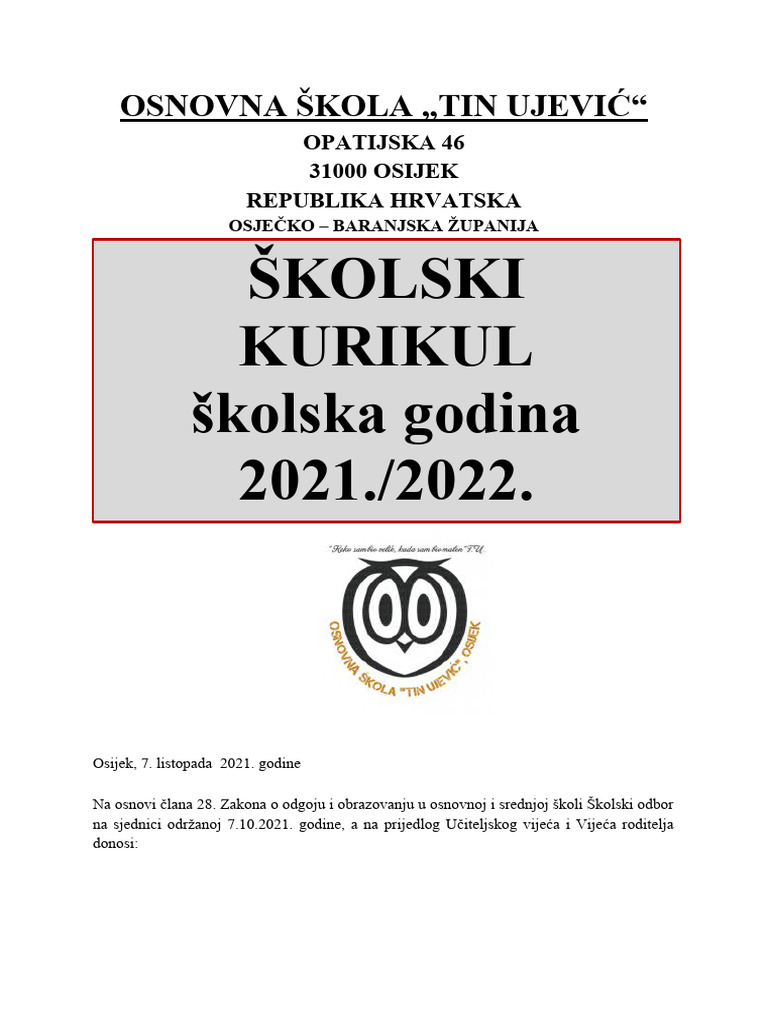 Kurikul 2021-2022 | PDF
