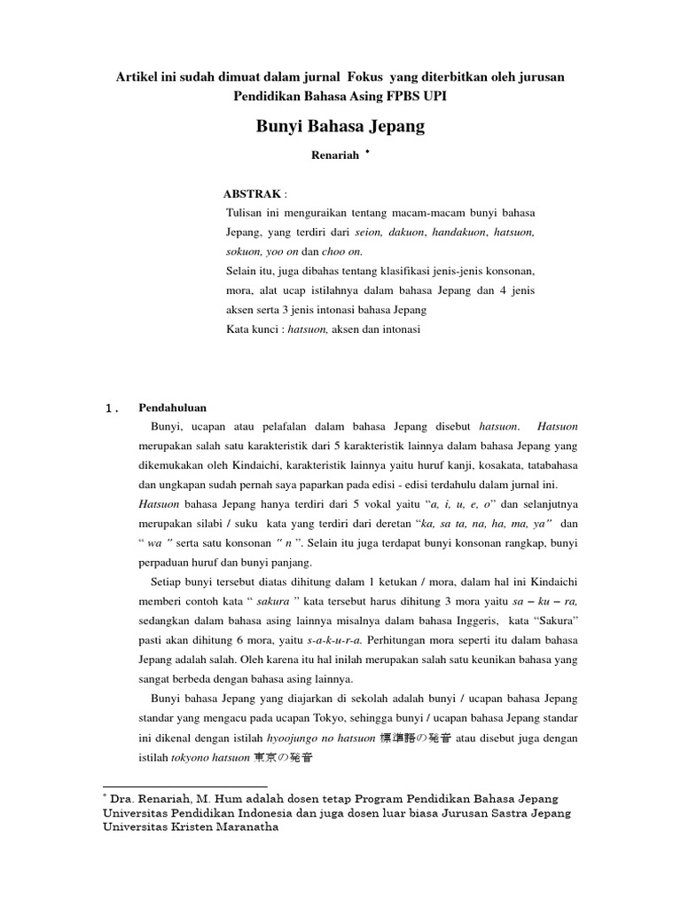 Bunyi dan Hatsuon dalam Bahasa Jepang | PDF