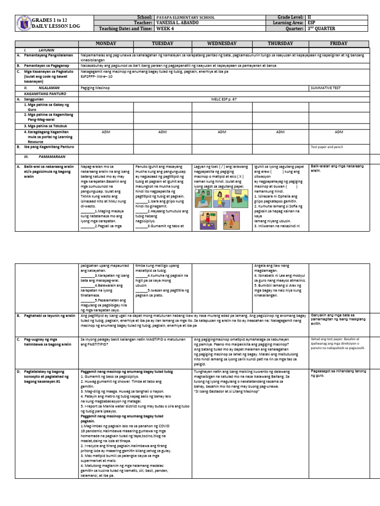 01ESP-3RD Quarter Week 4 | PDF