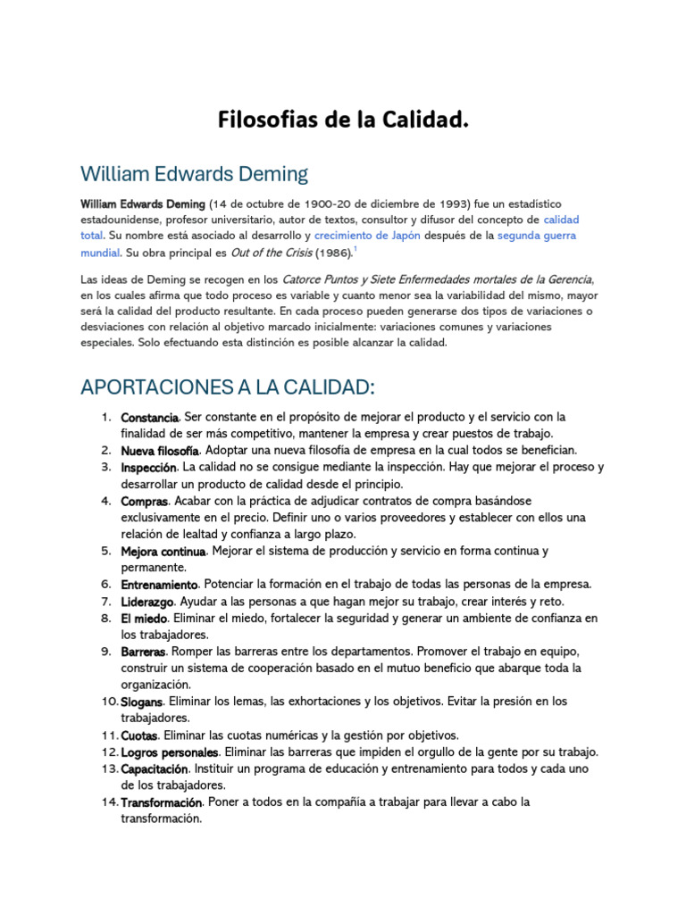 Filosofias de La Calidad | Descargar gratis PDF | Business