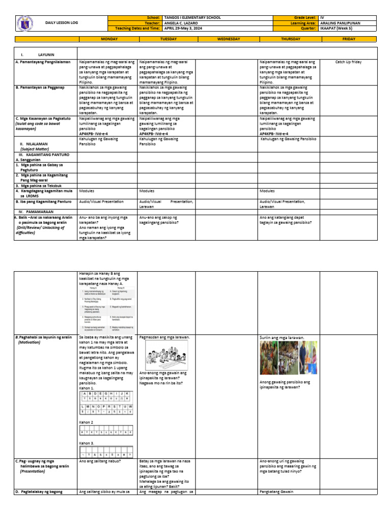 Ap4 Q4 W5 Aclazaro | PDF