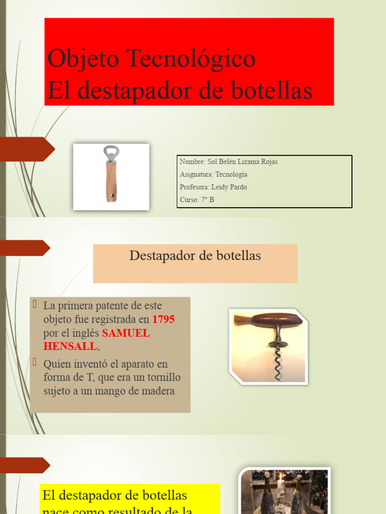Objeto Tecnológico Destapador de Botellas | PDF