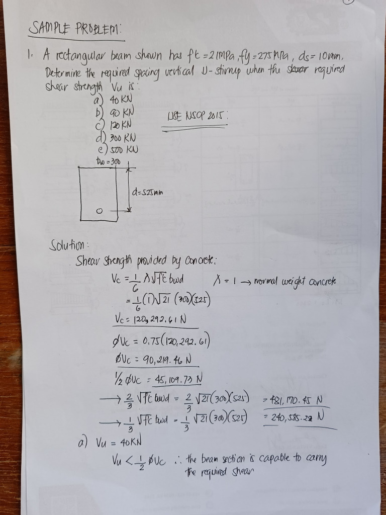 Shear Beams - Sample Prob | PDF