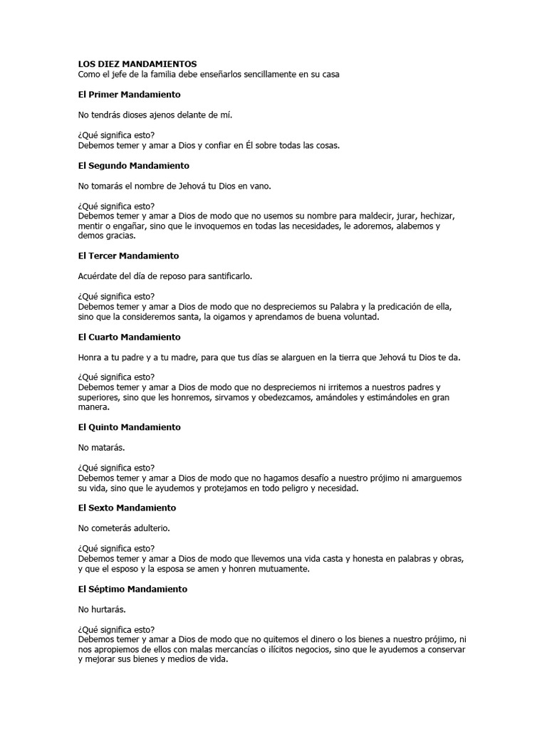 Los Diez Mandamientos | PDF | Diez Mandamientos | Creencia religiosa y doctrina