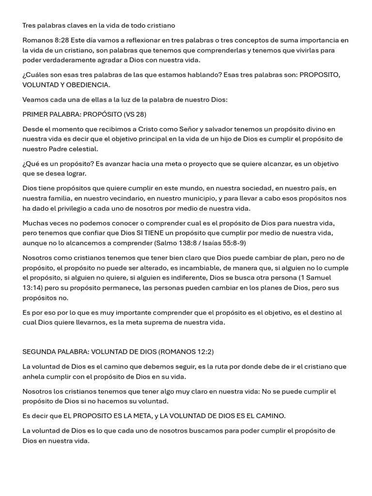 Tres palabras claves en la vida de todo cristiano (1) | PDF | Dios | Creencia religiosa y doctrina