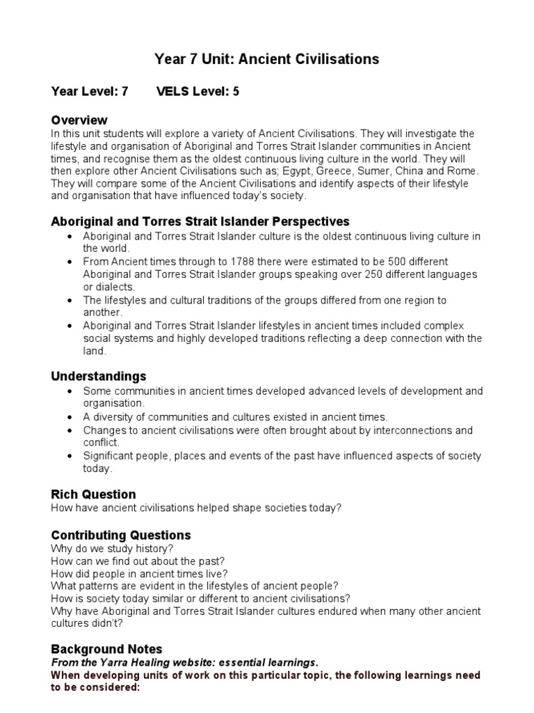 Exploring Ancient Civilisations in Year 7 | PDF | Indigenous ...