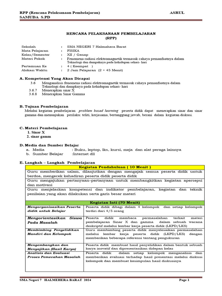 Format RPP MERDEKA BELAJAR | PDF