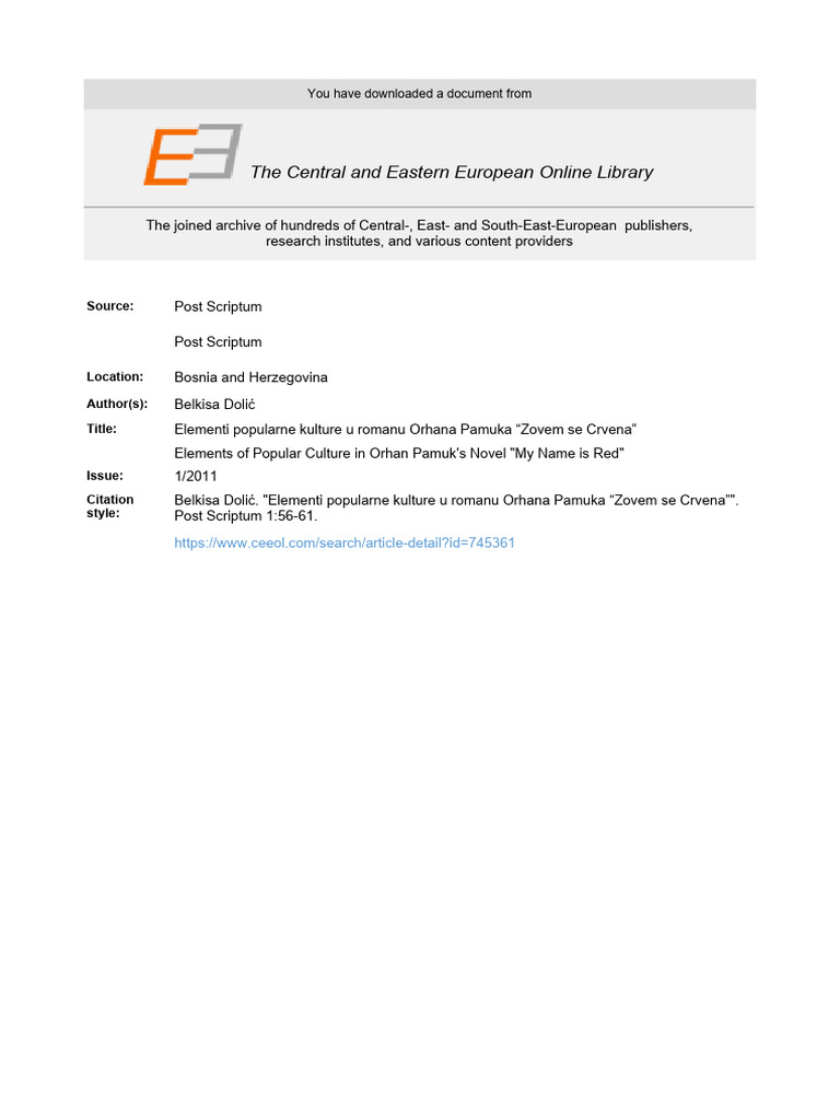 Elements of Popular Culture in Orhan Pamuk%27s Novel My Name Is Red ...