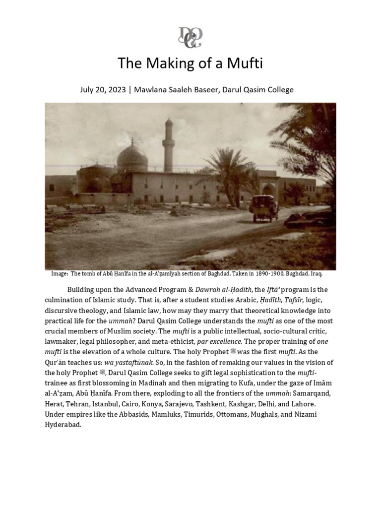 The Making of A Mufti Mawlana Saaleh Baseer | PDF | Fatwa | Hadith
