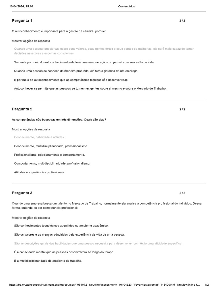 Prova | PDF | Competência (Recursos Humanos) | Opção (finanças)